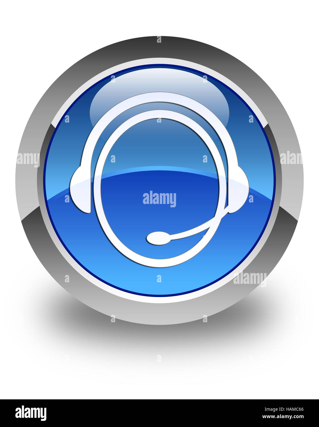 Customer care service icon isolated on glossy blue round button ...