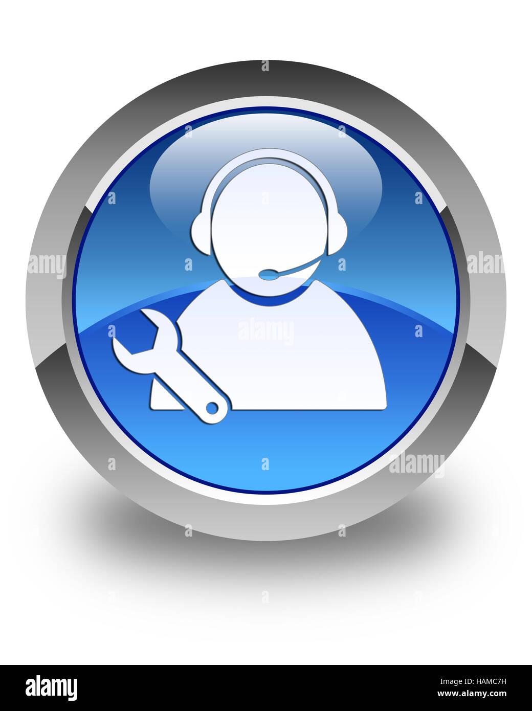 Tech support icon isolated on glossy blue round button abstract ...
