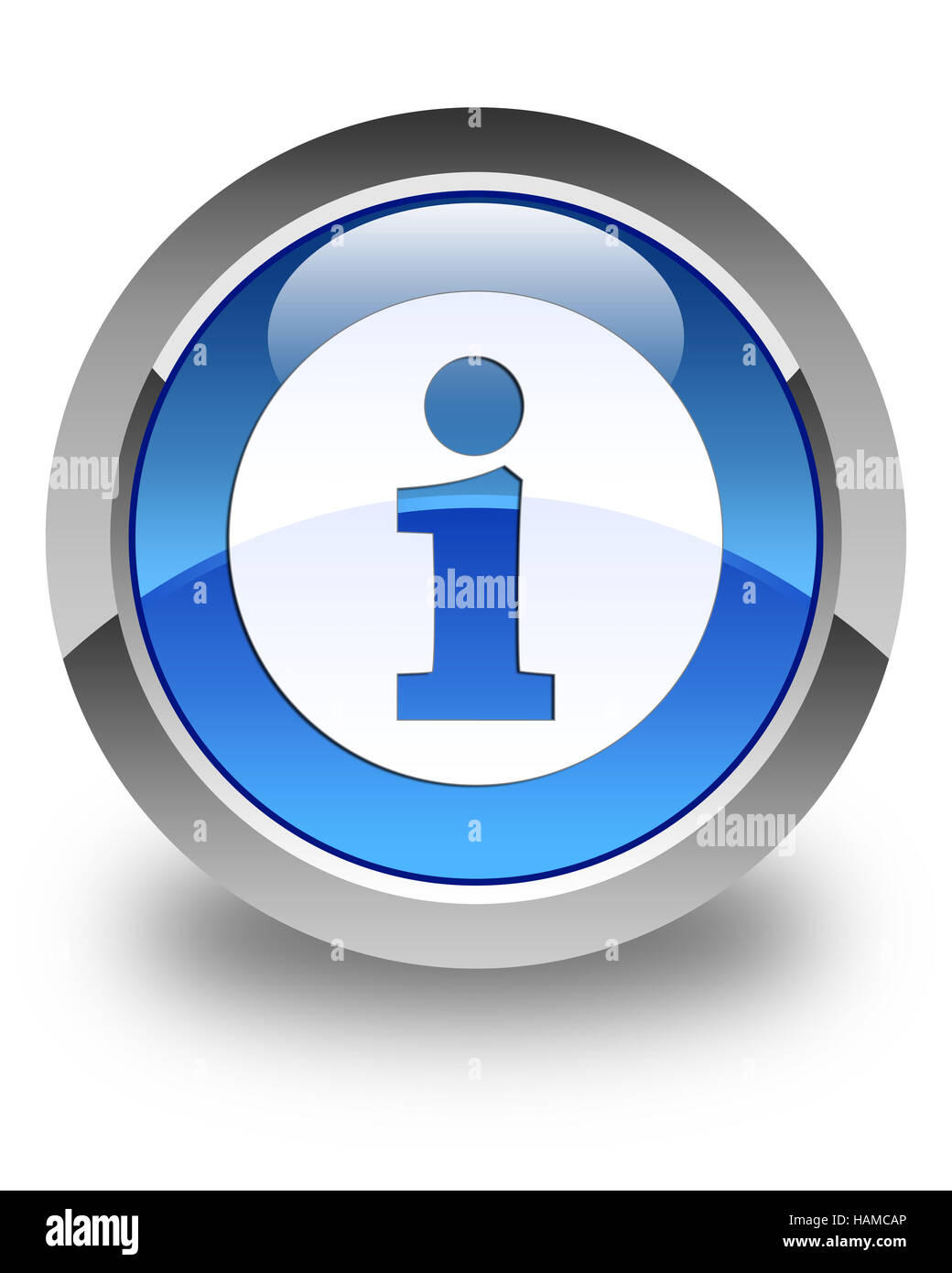 Info icon isolated on glossy blue round button abstract illustration ...