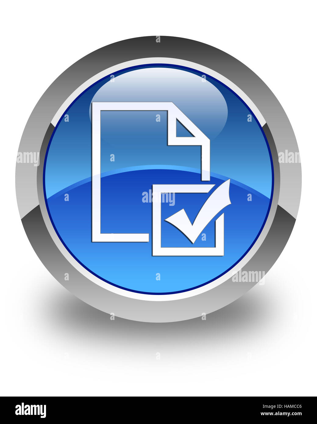 Survey icon isolated on glossy blue round button abstract illustration ...