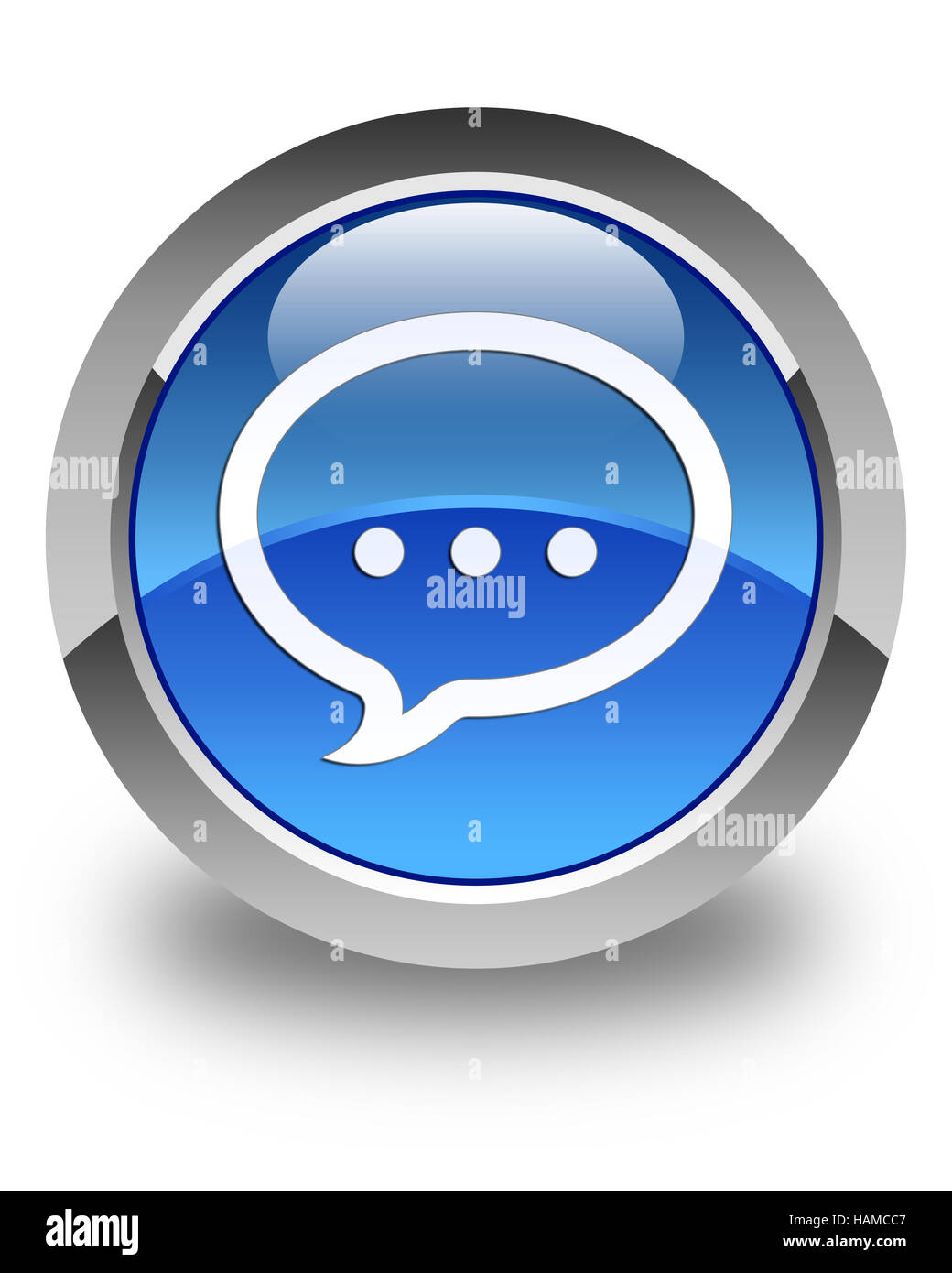 Talk icon isolated on glossy blue round button abstract illustration ...