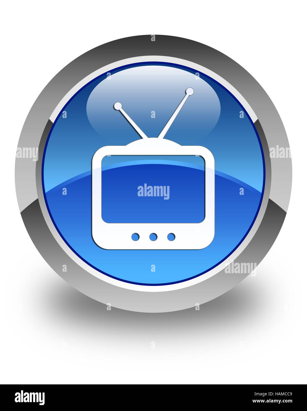 TV icon isolated on glossy blue round button abstract illustration ...