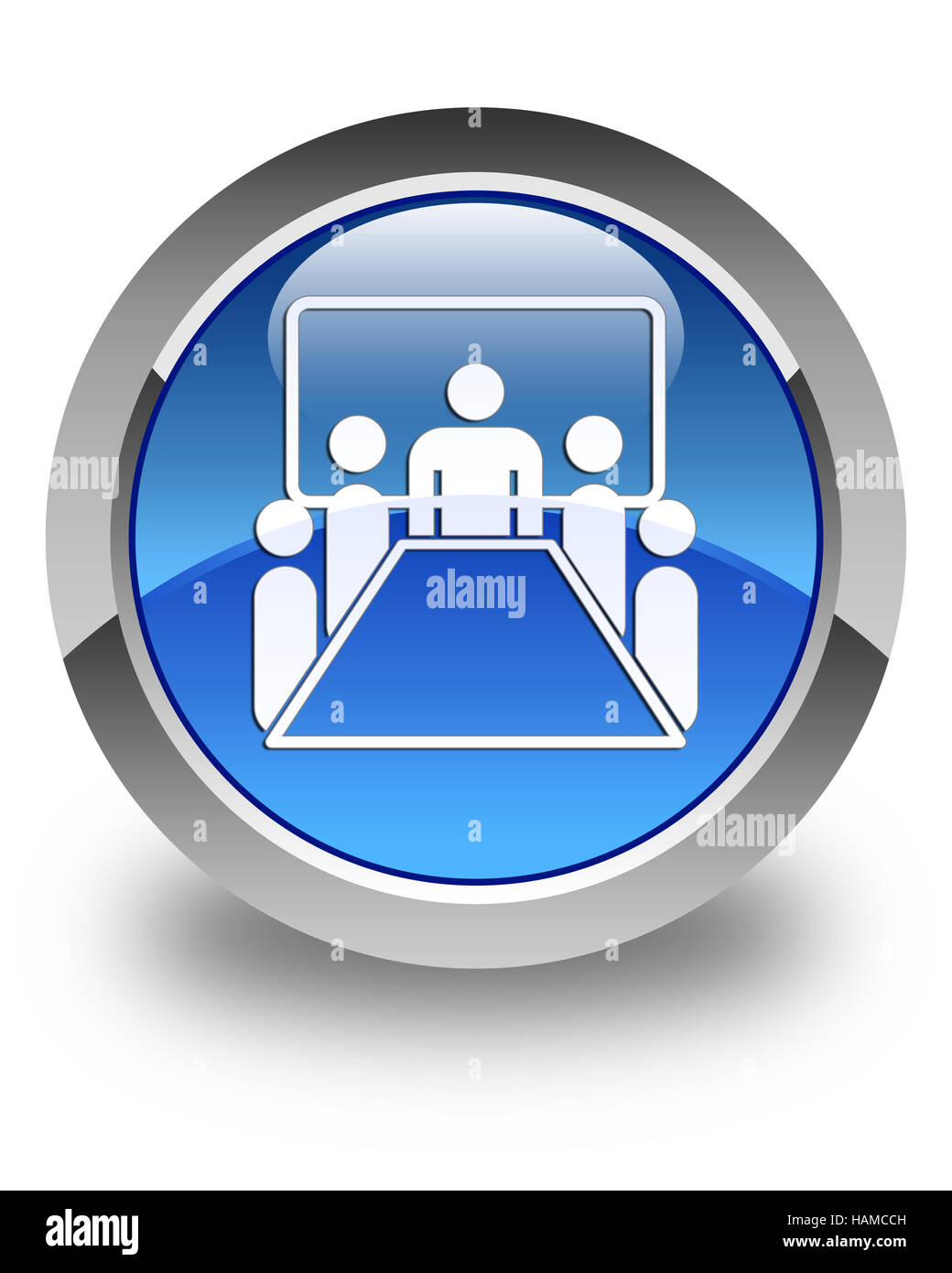 Meeting room icon isolated on glossy blue round button abstract ...