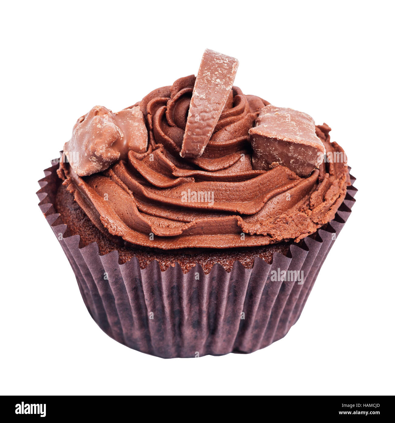 A home made chocolate cupcake on a white background Stock Photo - Alamy