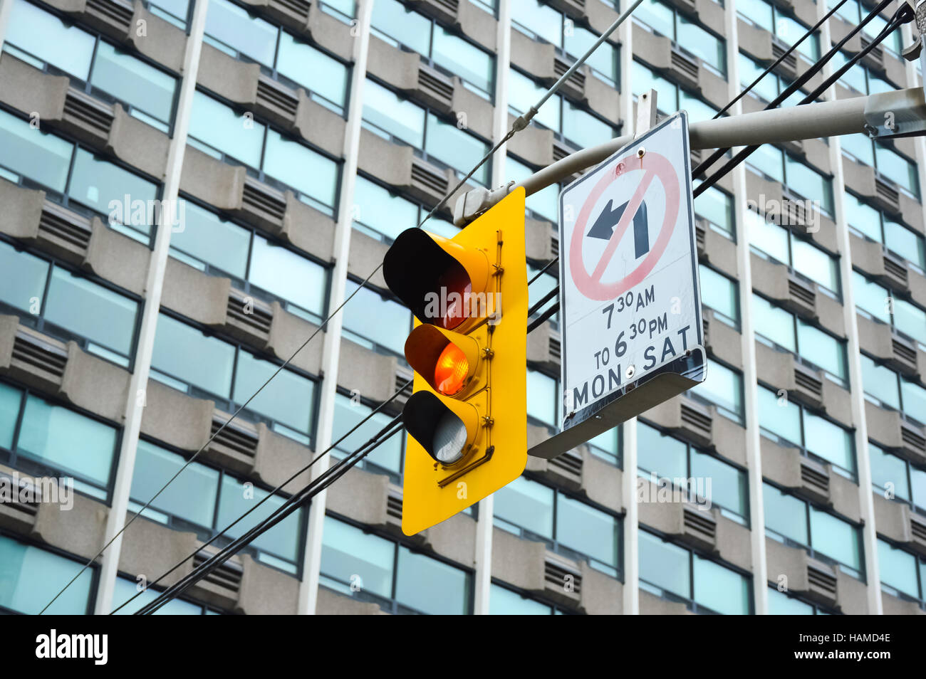 Traffic light Toronto downtown. Orange light Stock Photo - Alamy