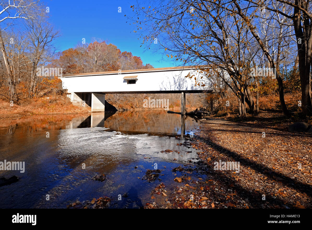 The historic Adams Mill Bridge still stands outside of Cutler, Indiana ...