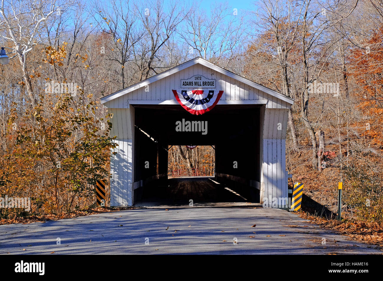 The historic Adams Mill Bridge still stands outside of Cutler, Indiana ...