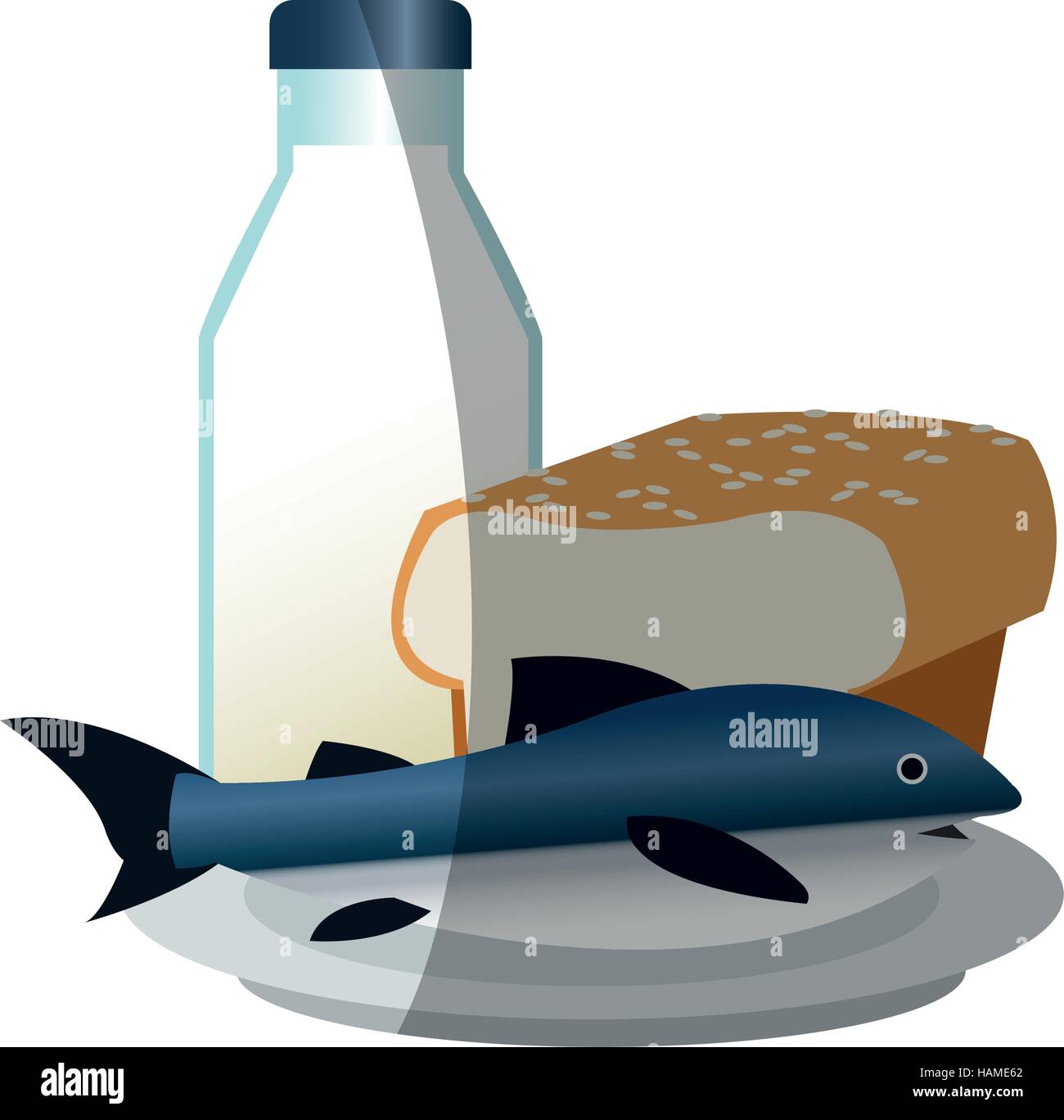 Isolated fish bread and milk design Stock Vector Image & Art - Alamy