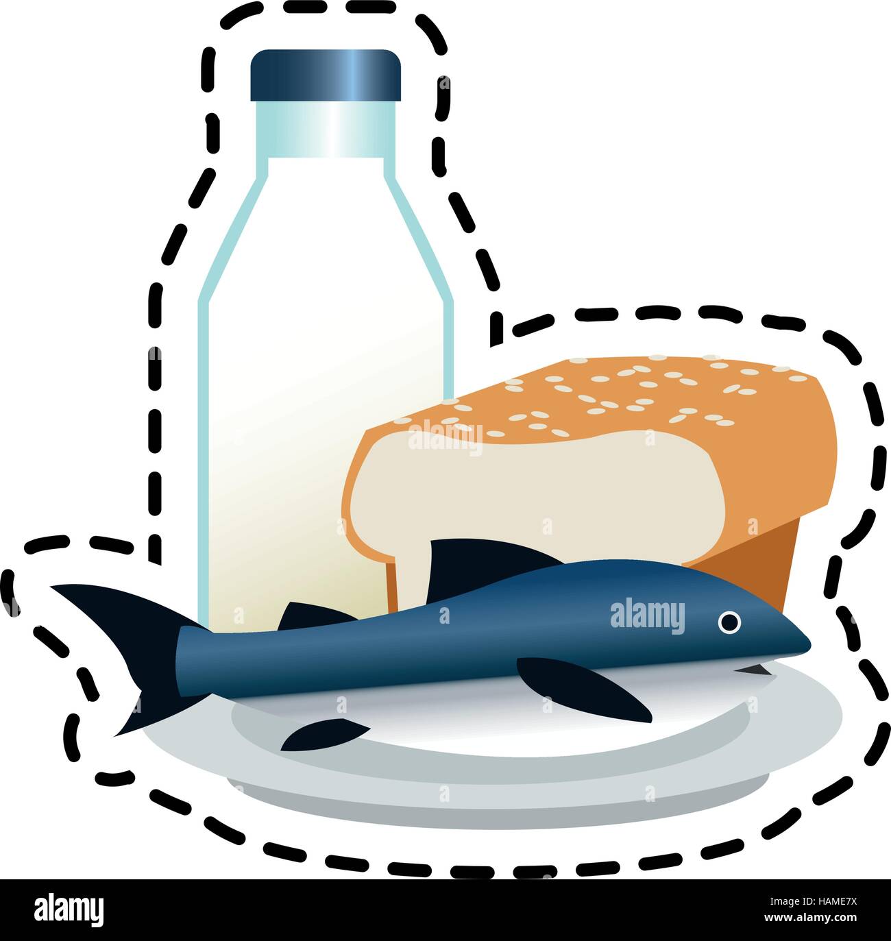 Isolated fish bread and milk design Stock Vector Image & Art - Alamy
