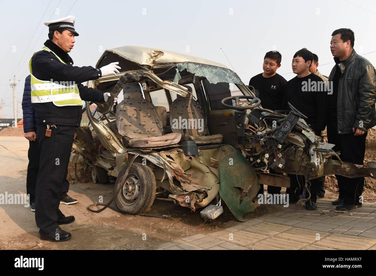 Cangzhou, China's Hebei Province. 2nd Dec, 2016. A traffic policeman ...