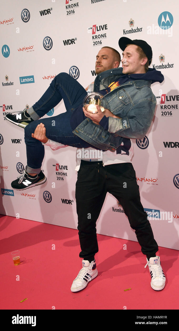 Musicians of the band K.I.Z. celebrate their award in the category ...