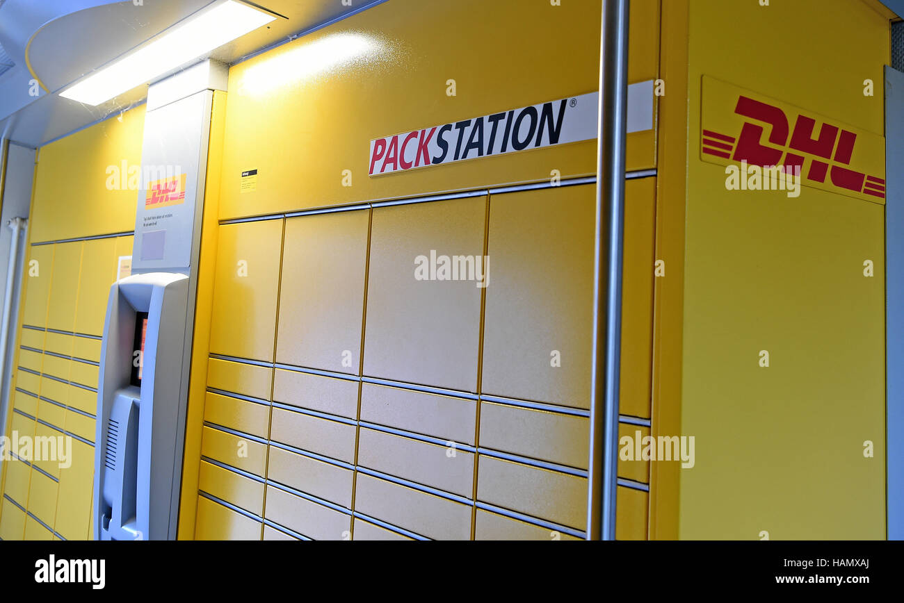 Langenhagen, Germany. 2nd Dec, 2016. View of a DHL parcel station at a ...