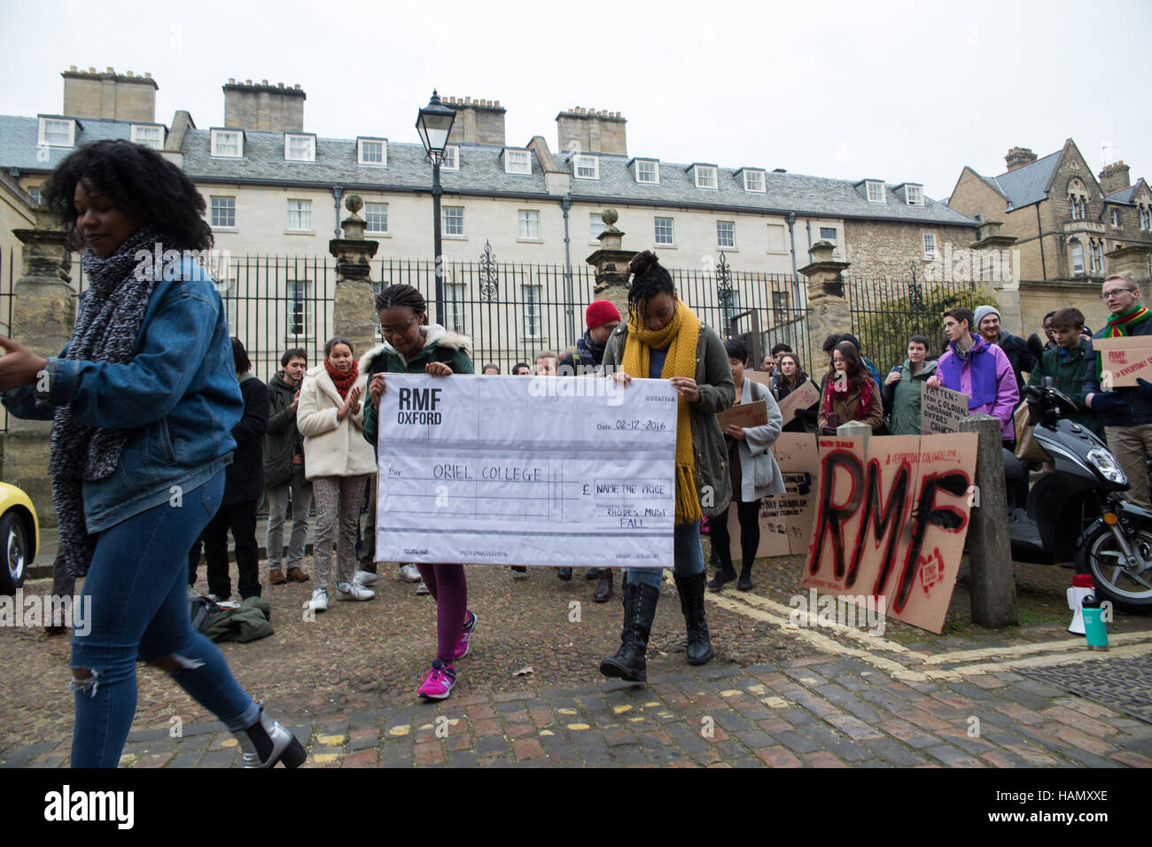 Oxford, UK. 2nd December 2016. Protesters from "Rhodes Must Fall ...
