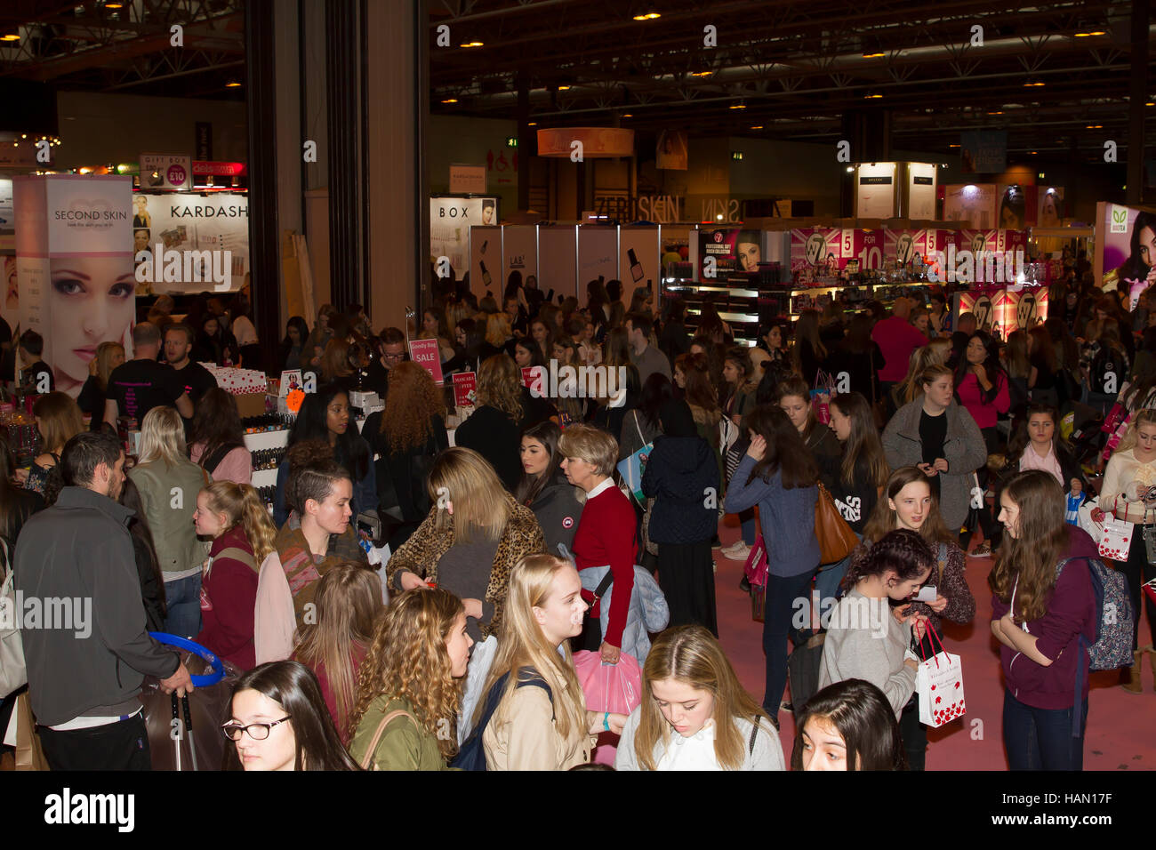 Birmingham,UK,2nd December 2016,A view across one of the busy halls at ...