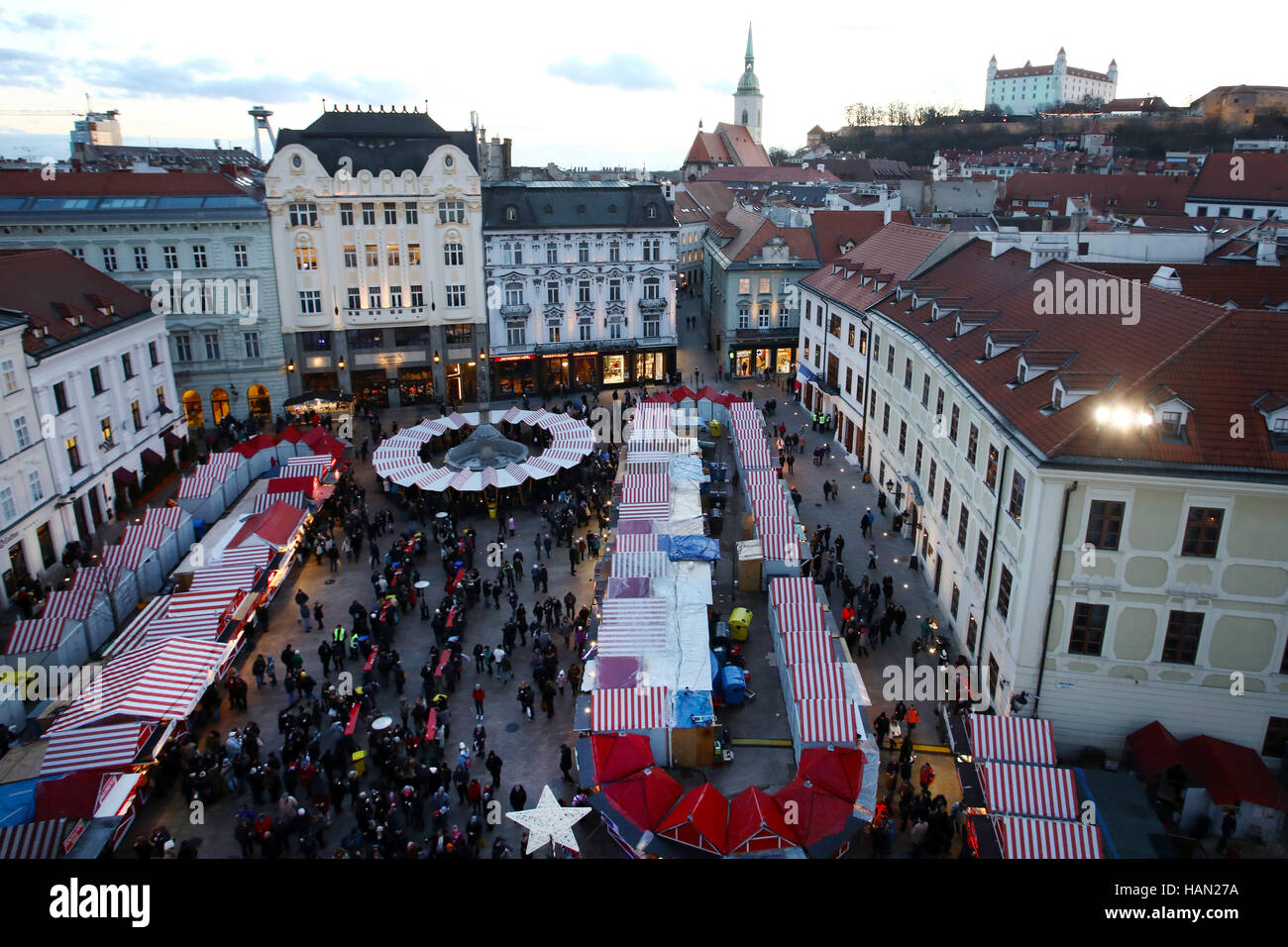 Bratislava, Slovakia. 2nd Dec, 2016. A Christmas market is seen on ...