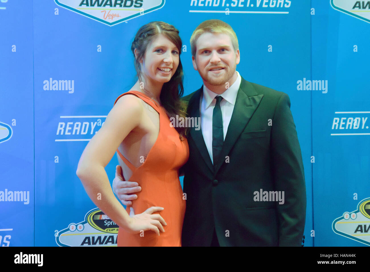 Las Vegas, USA. 02nd Dec, 2016. Chris Buescher and Emma Helton walk the ...