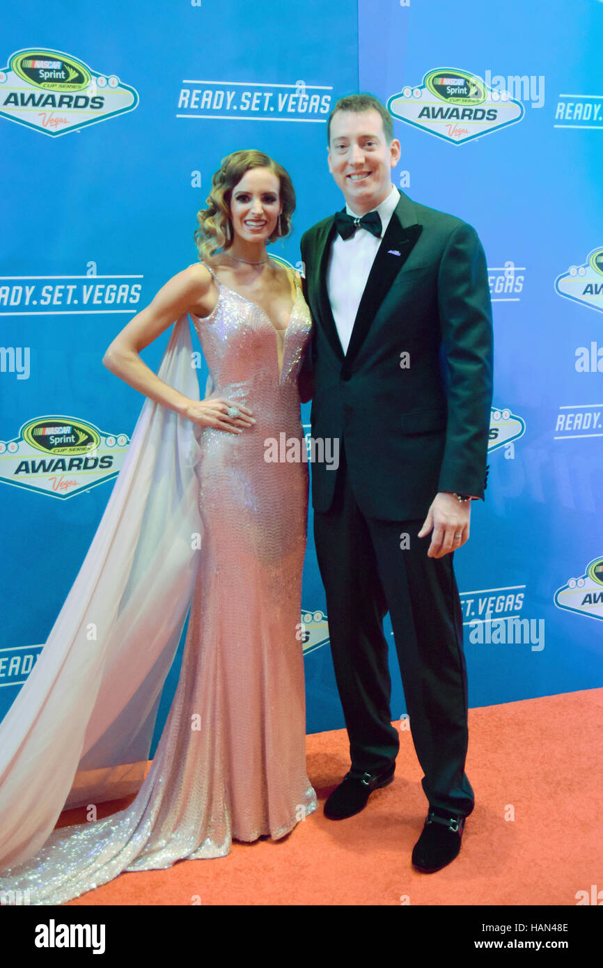 Las Vegas, USA. 02nd Dec, 2016. Kyle and Samantha Busch walk the red ...