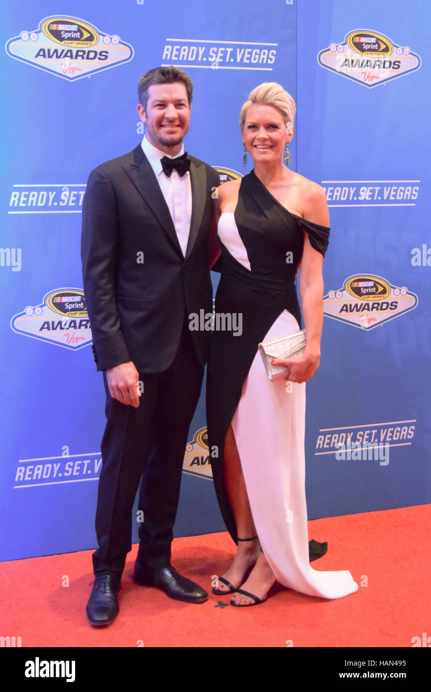Las Vegas, USA. 02nd Dec, 2016. Martin Truex Jr. and Sherry Pollex walk ...