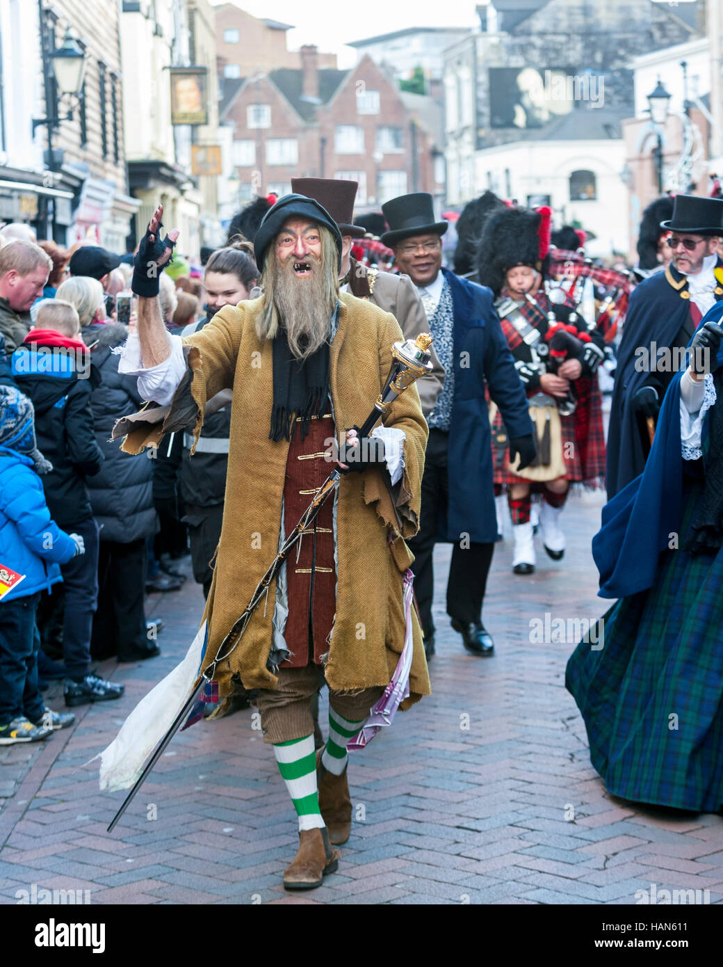 Rochester, UK. 3 December 2016. A man dressed as Fagin from Oliver ...