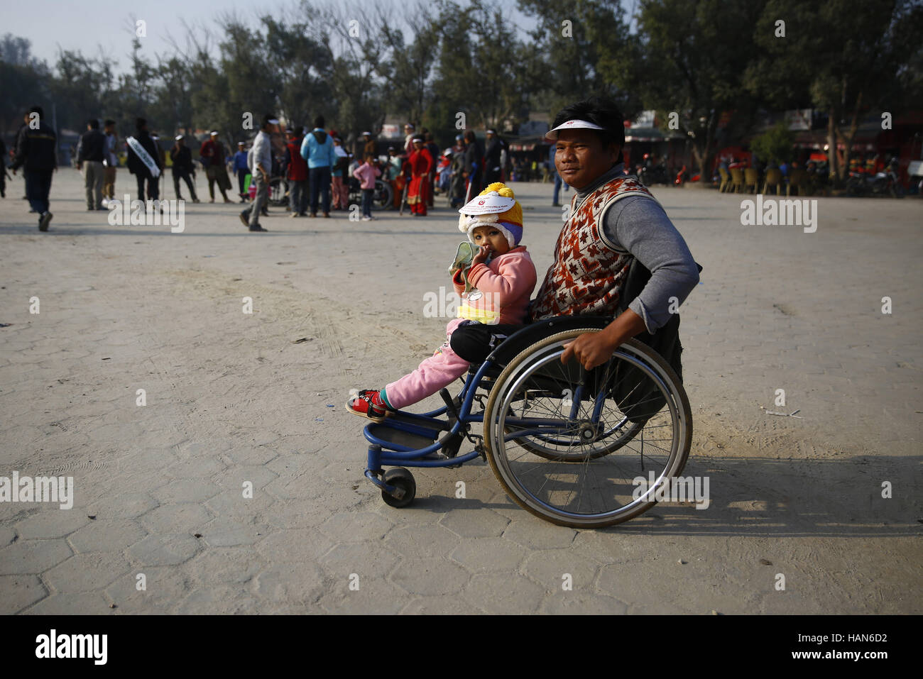 Kathmandu, Nepal. 3rd Dec, 2016. A Nepalese Differently abled person ...