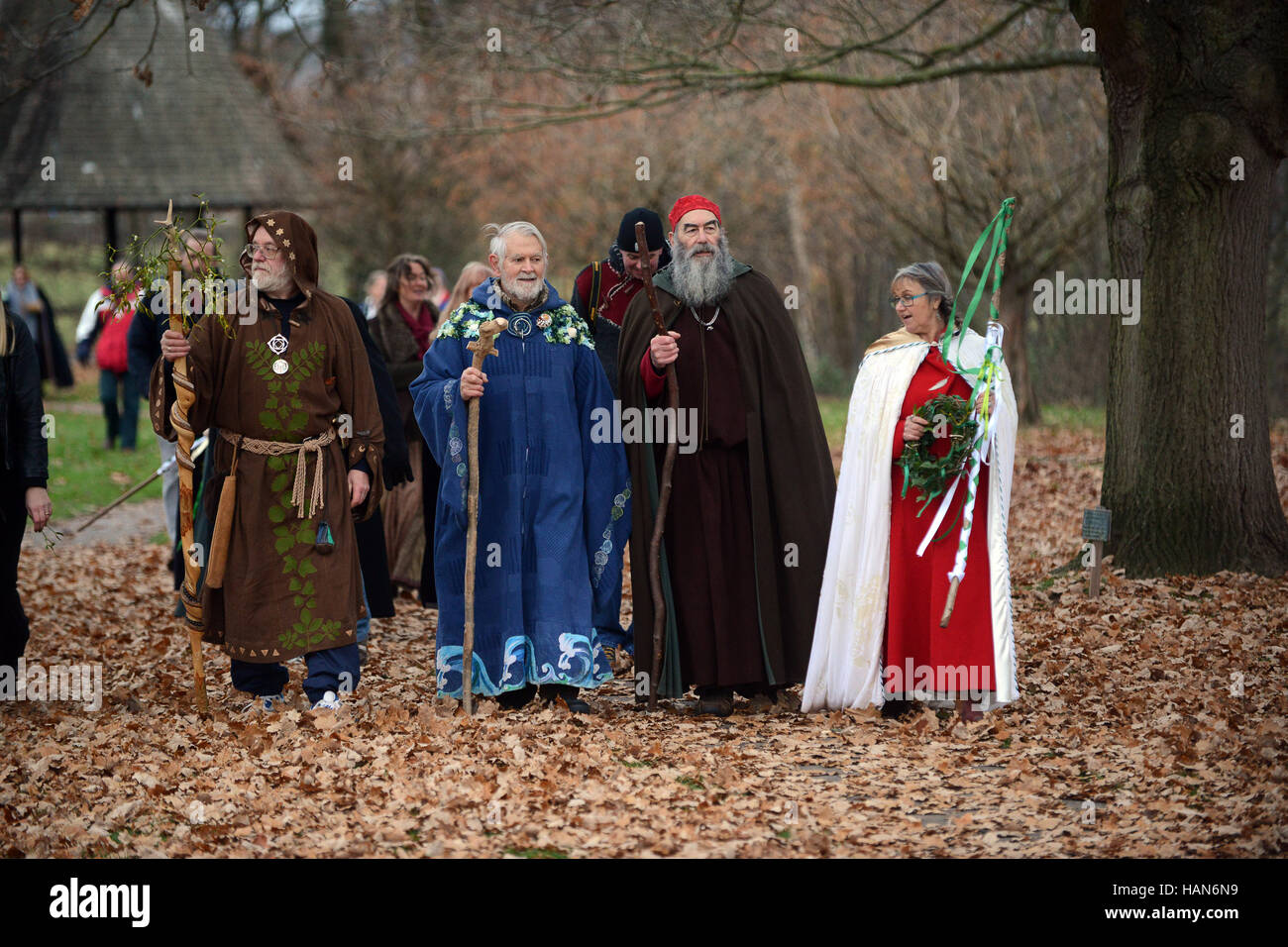 Tenbury Wells, Worcestershire, UK. 03rd Dec, 2016. Druids in procession ...