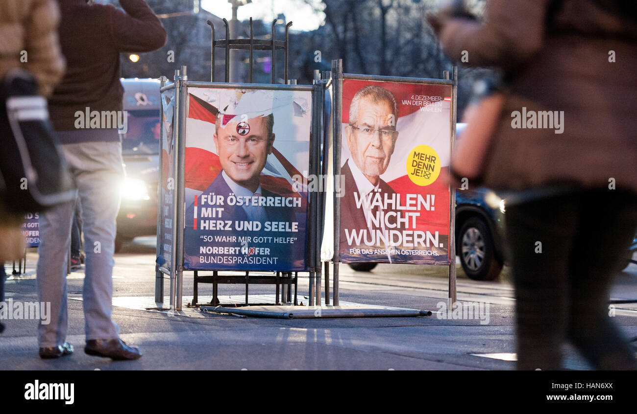 Two election placards of the presidential candidates Norbert Hofer (l ...