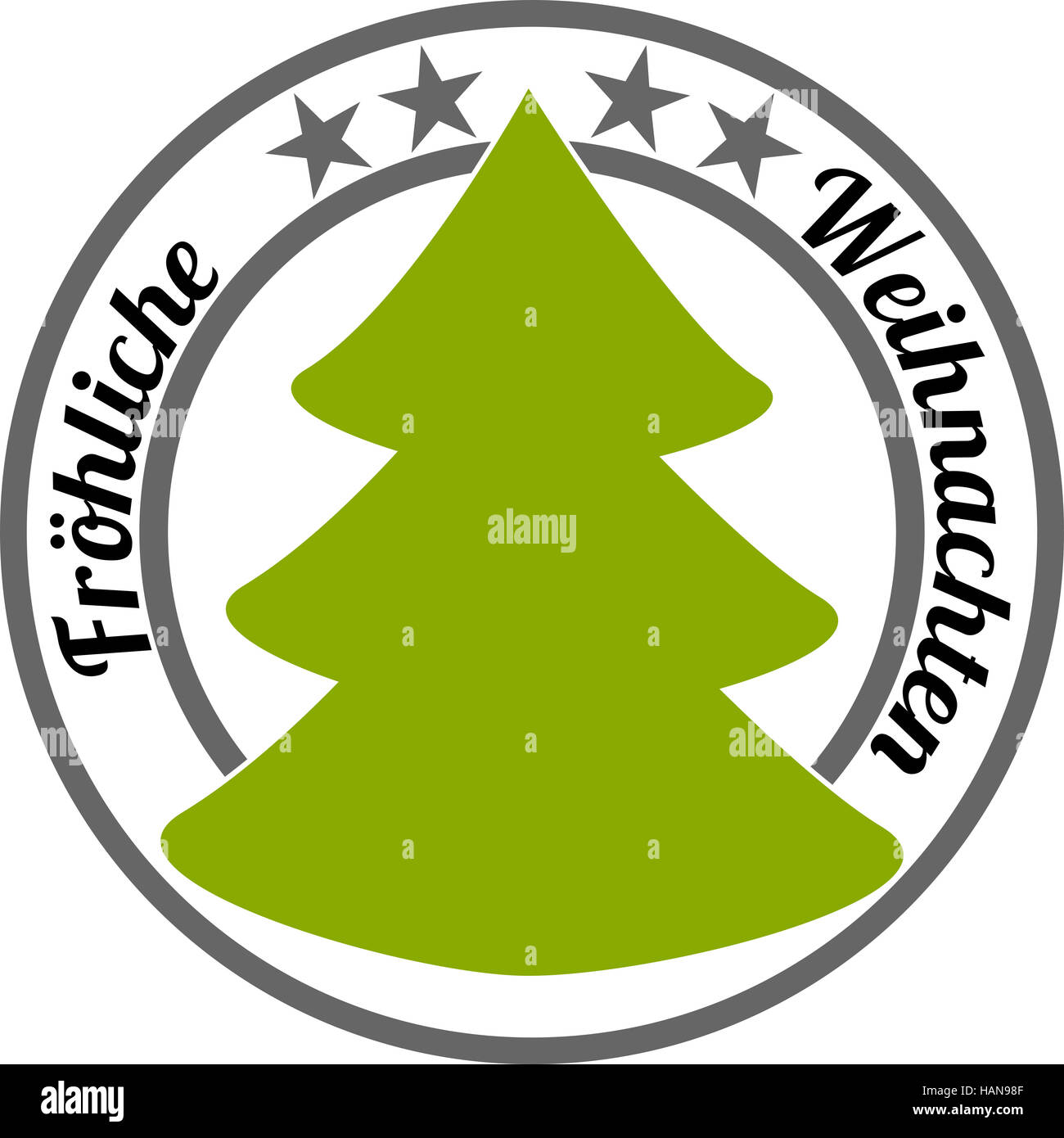 Illustration of a Christmas stamp with a tree shape and the German word ...