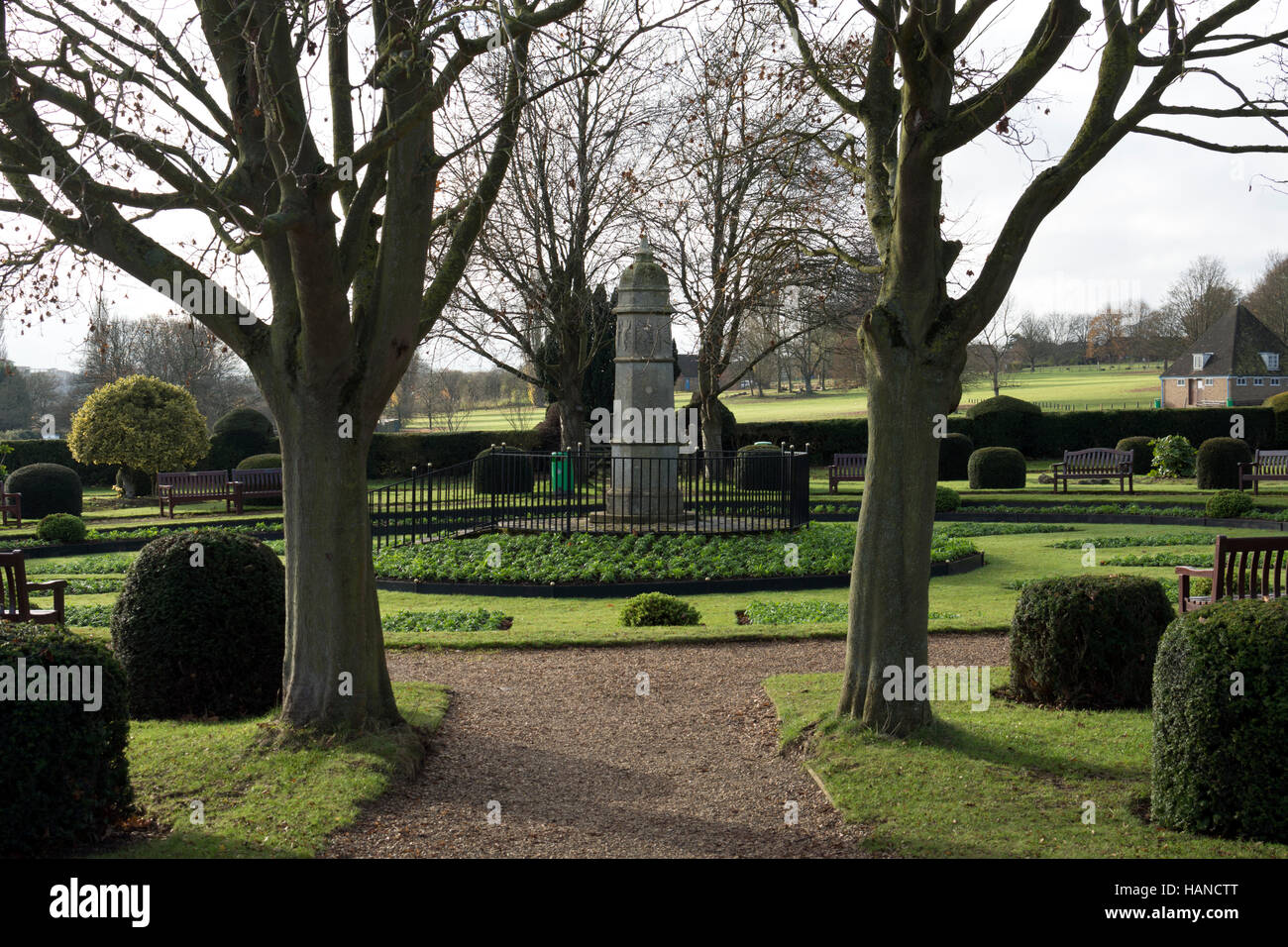 A formal garden at Wicksteed Park, Kettering, Northamptonshire, England ...