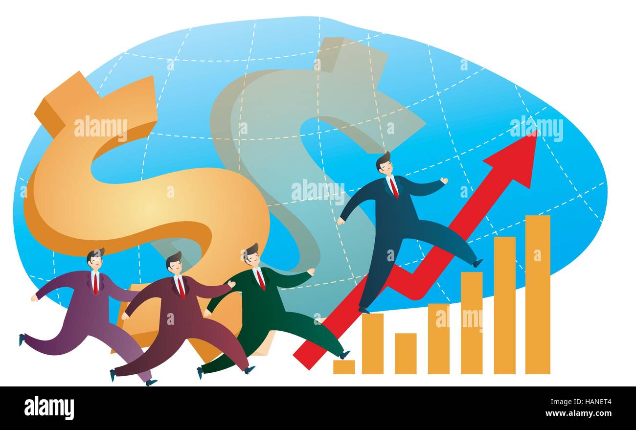 Illustration businessman graph dollar Stock Vector Images - Alamy