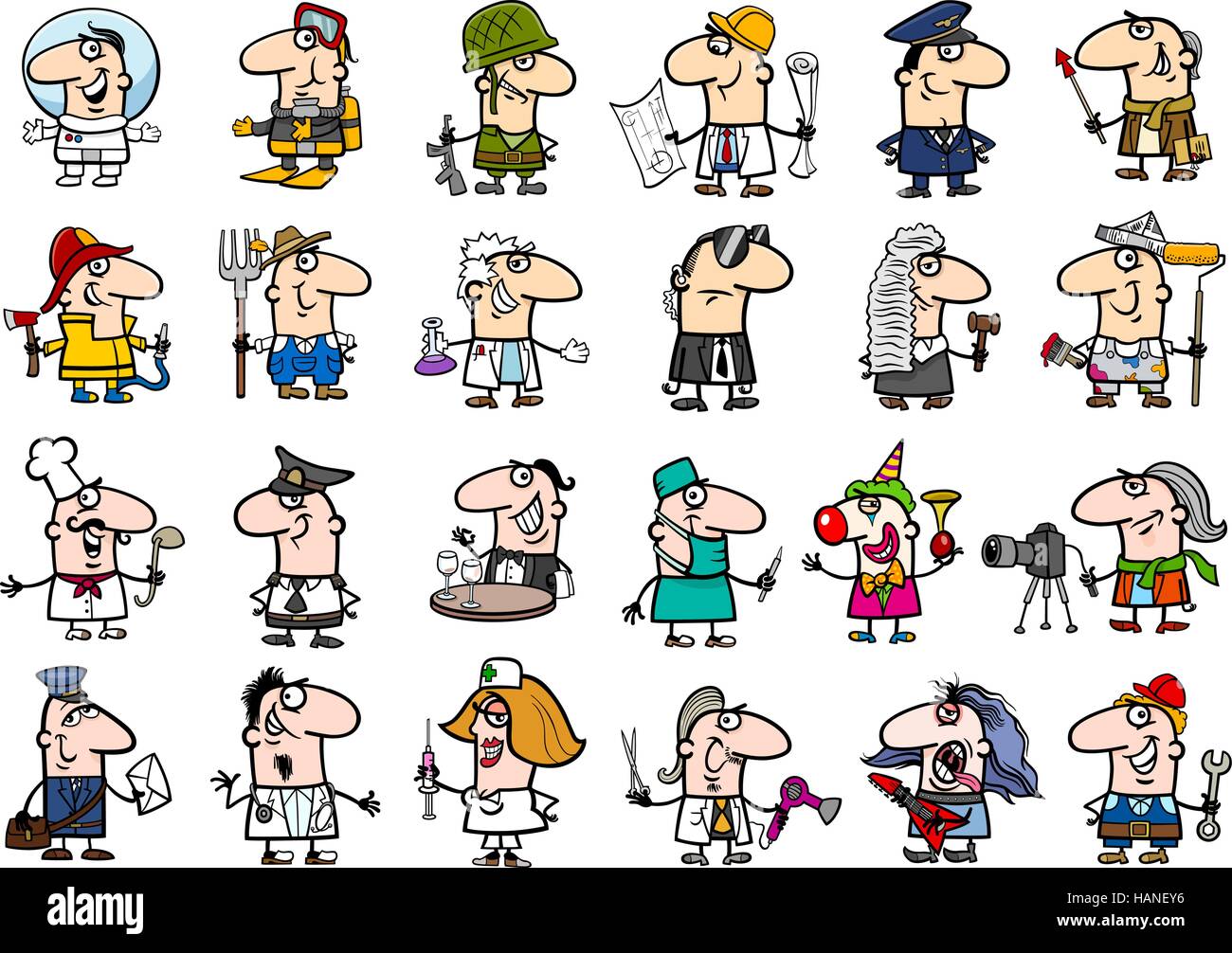 Cartoon Illustration of Professional People and Occupation Big Set ...