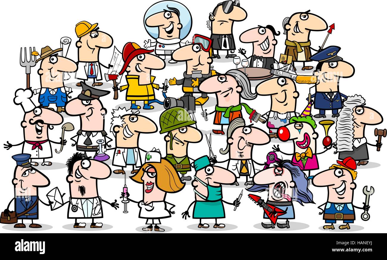 Cartoon Illustration of Professional People Big Group Stock Vector ...