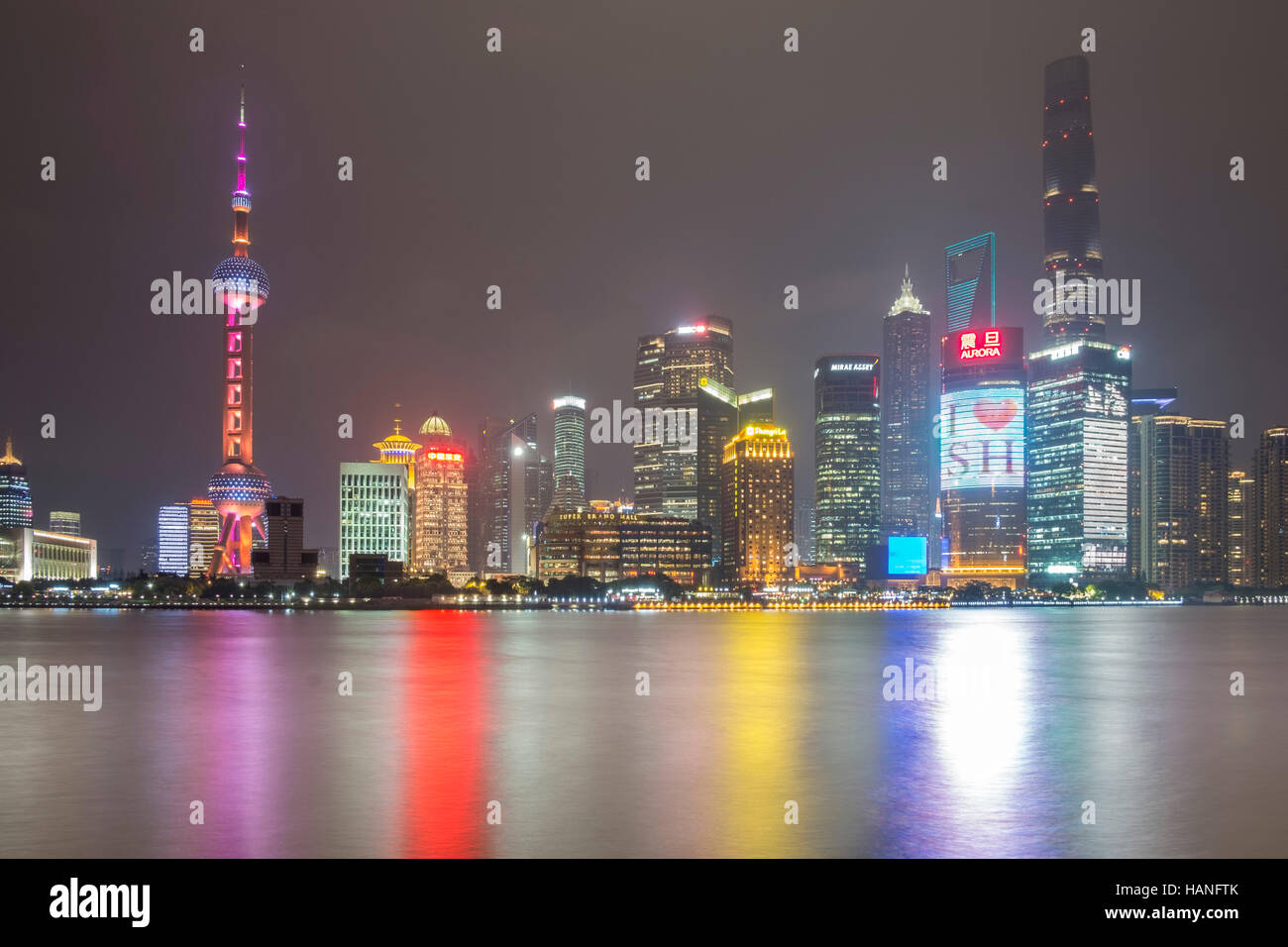 Shanghai, China city skyline on the Huangpu River Stock Photo - Alamy