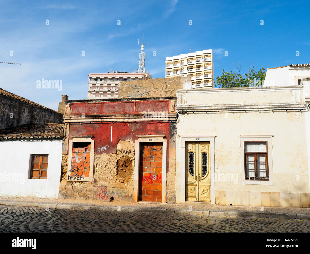 Facade of an old house in Faro - Algarve region, Portugal Stock Photo ...