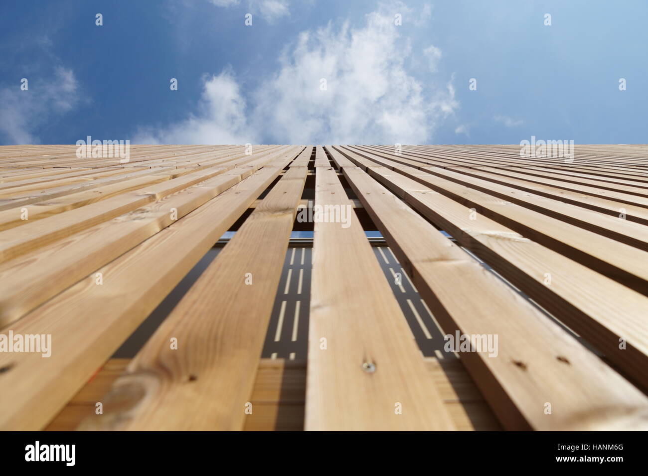 wooden facade modern perspective Stock Photo - Alamy