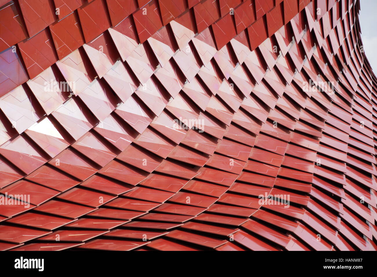 detail of red modern ceramic tiles roof Stock Photo - Alamy