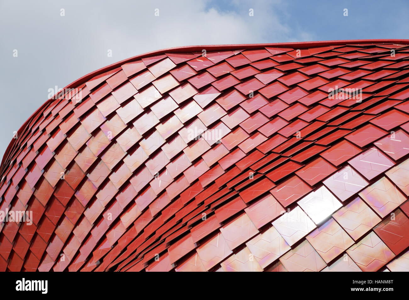 detail of red modern ceramic tiles roof Stock Photo - Alamy