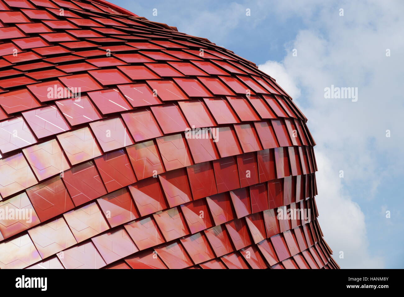 detail of red modern ceramic tiles roof Stock Photo - Alamy