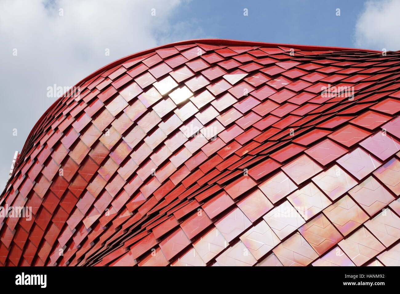detail of red modern ceramic tiles roof Stock Photo - Alamy