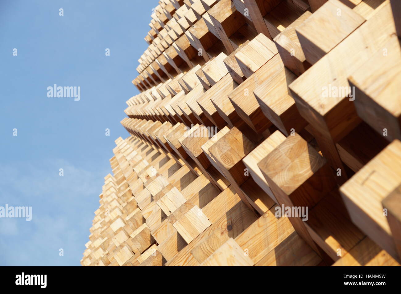 wooden facade modern perspective Stock Photo - Alamy