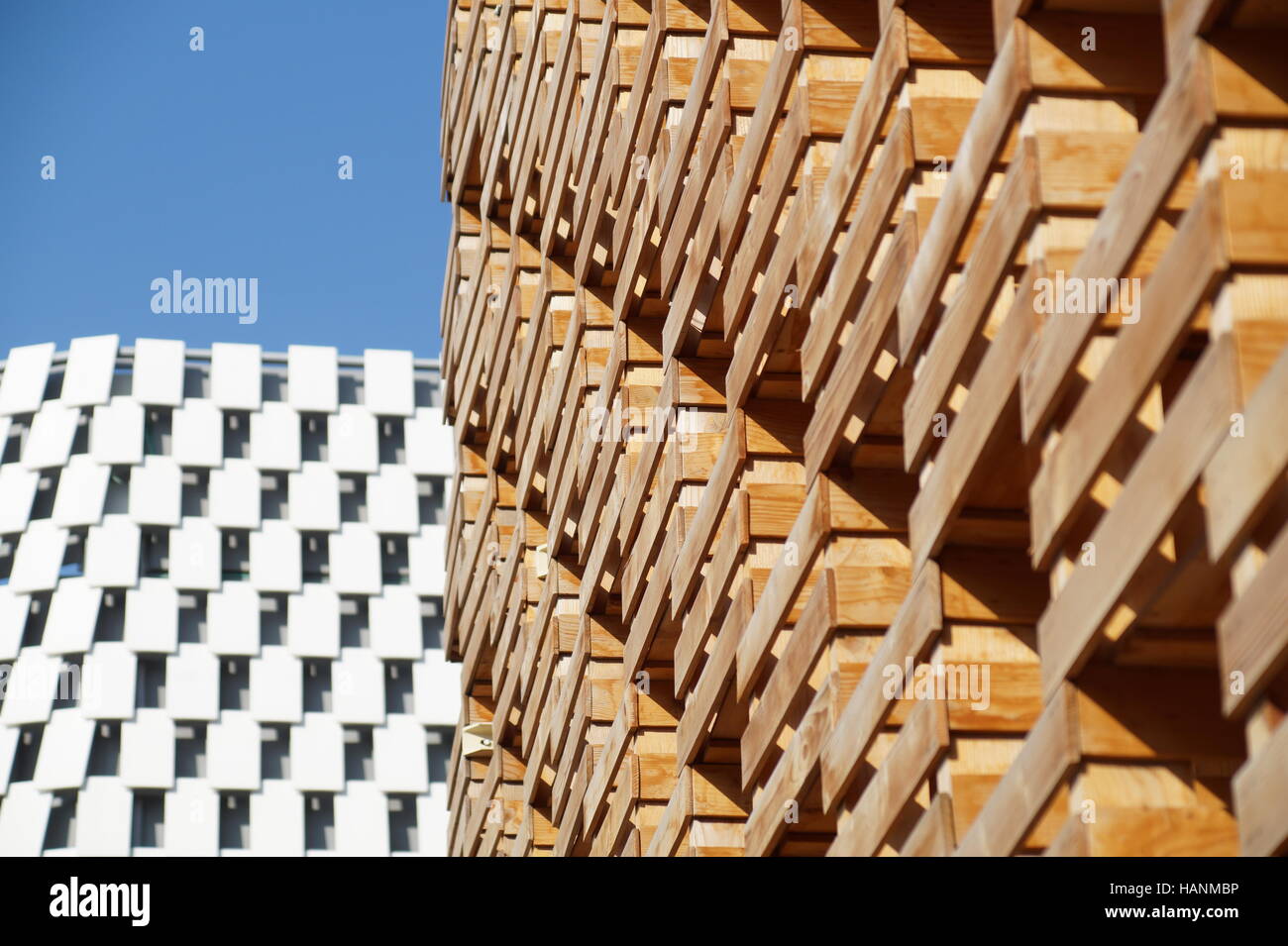 wooden facade modern perspective Stock Photo - Alamy