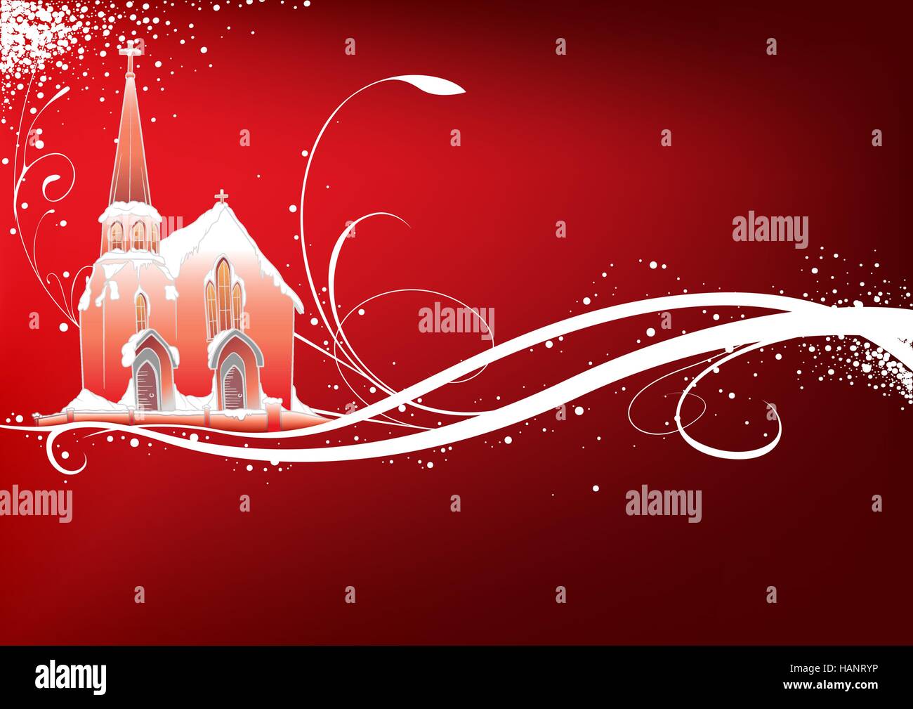 Snow covered church Stock Vector Images - Alamy