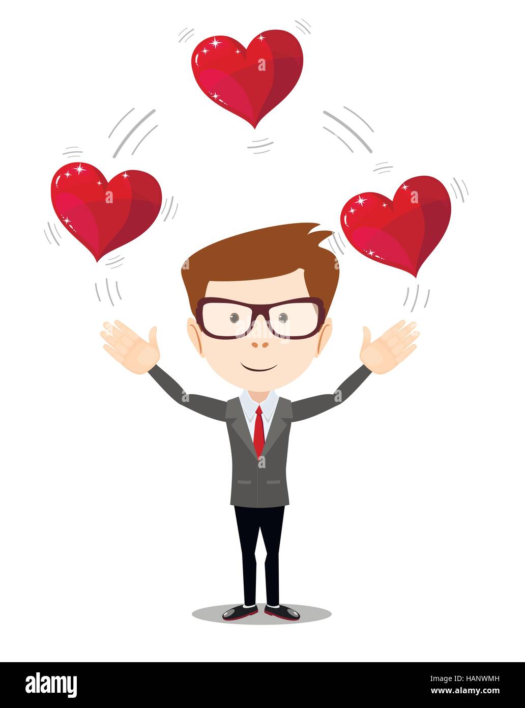 Business man juggling hearts . Stock vector illustration Stock Vector ...