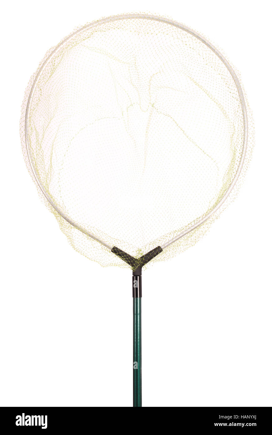 One green landing net isolated on white background Stock Photo - Alamy