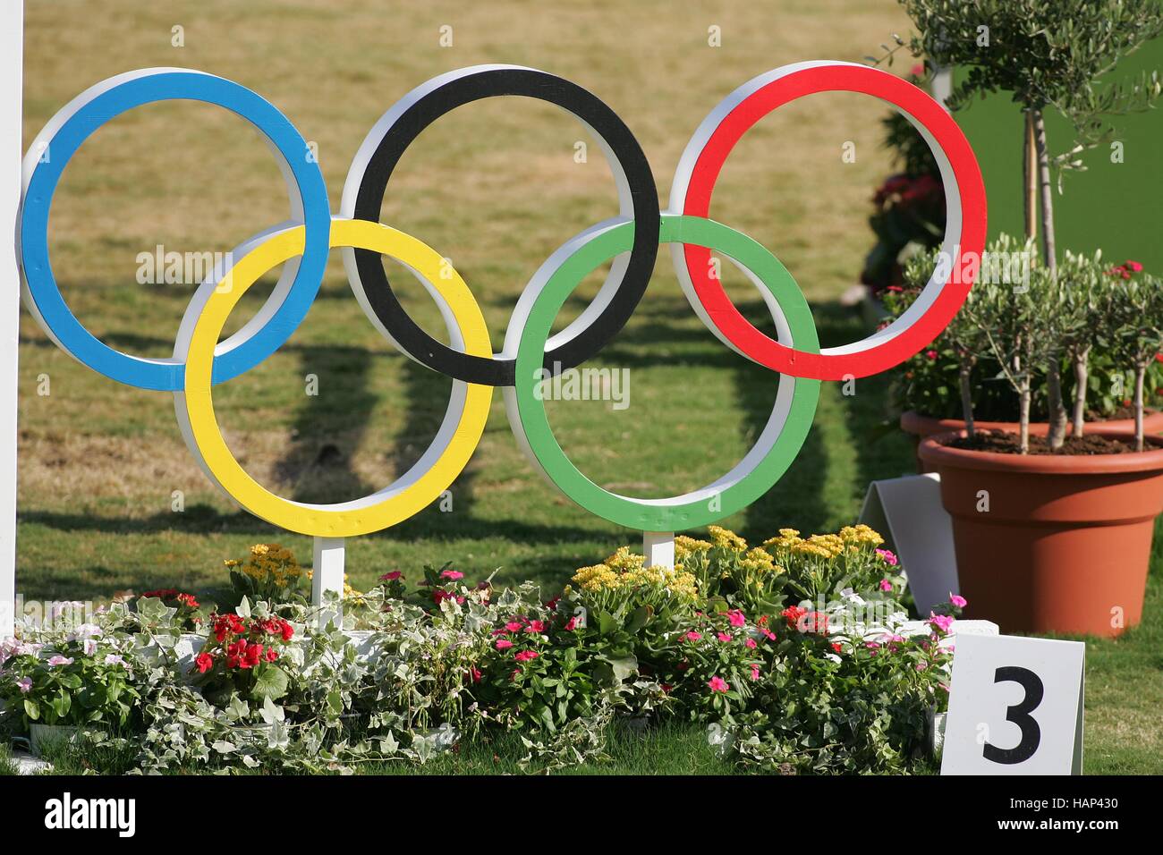 OLYMPIC RINGS OLYMPIC RINGS ATHENS GREECE 27 August 2004 Stock Photo ...