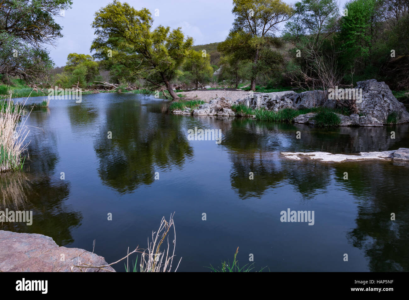 Beautiful Spring landscape of Mirror Tree river Stock Photo - Alamy