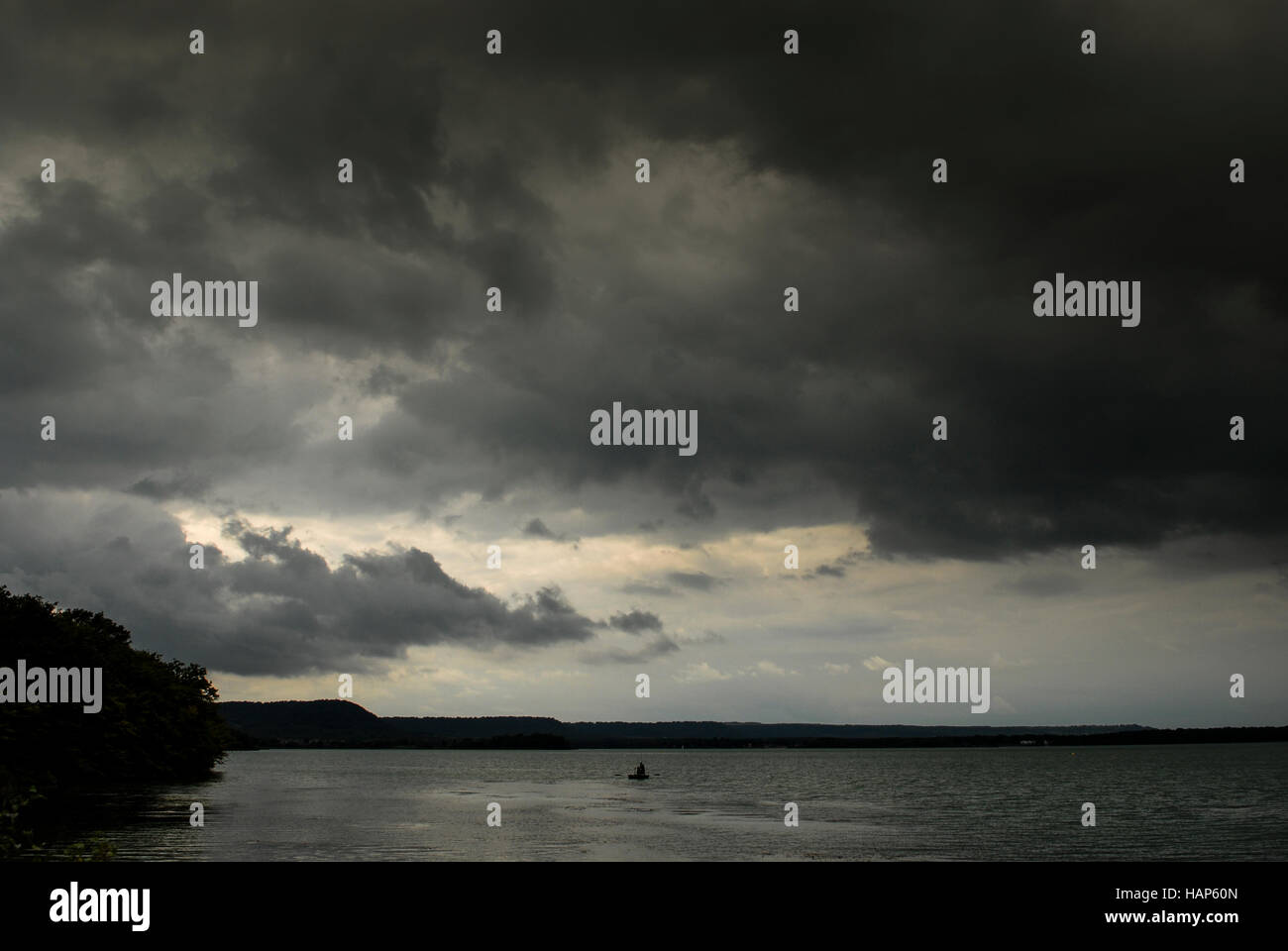 Storm and Rain over lake, France, France Stock Photo - Alamy