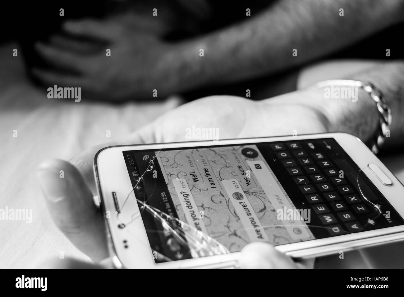 Young boy, and technology, phones and social media Stock Photo - Alamy