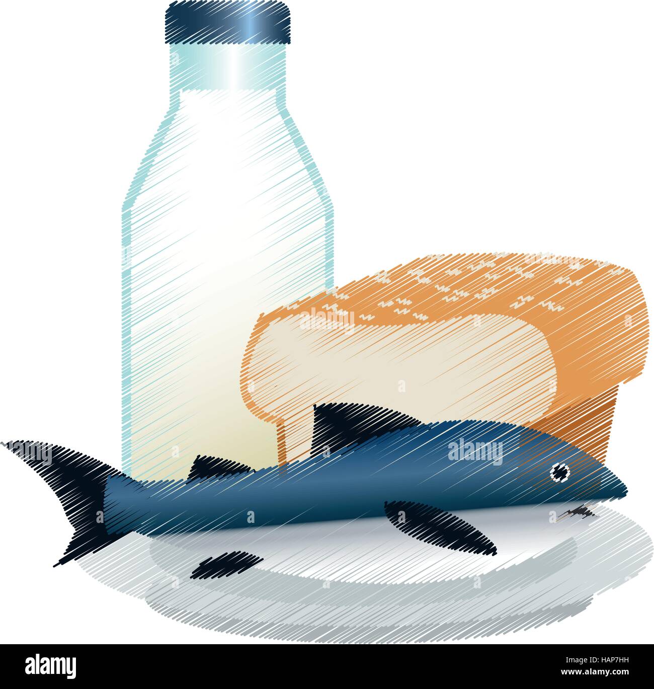 Isolated bread milk and fish design Stock Vector Image & Art - Alamy