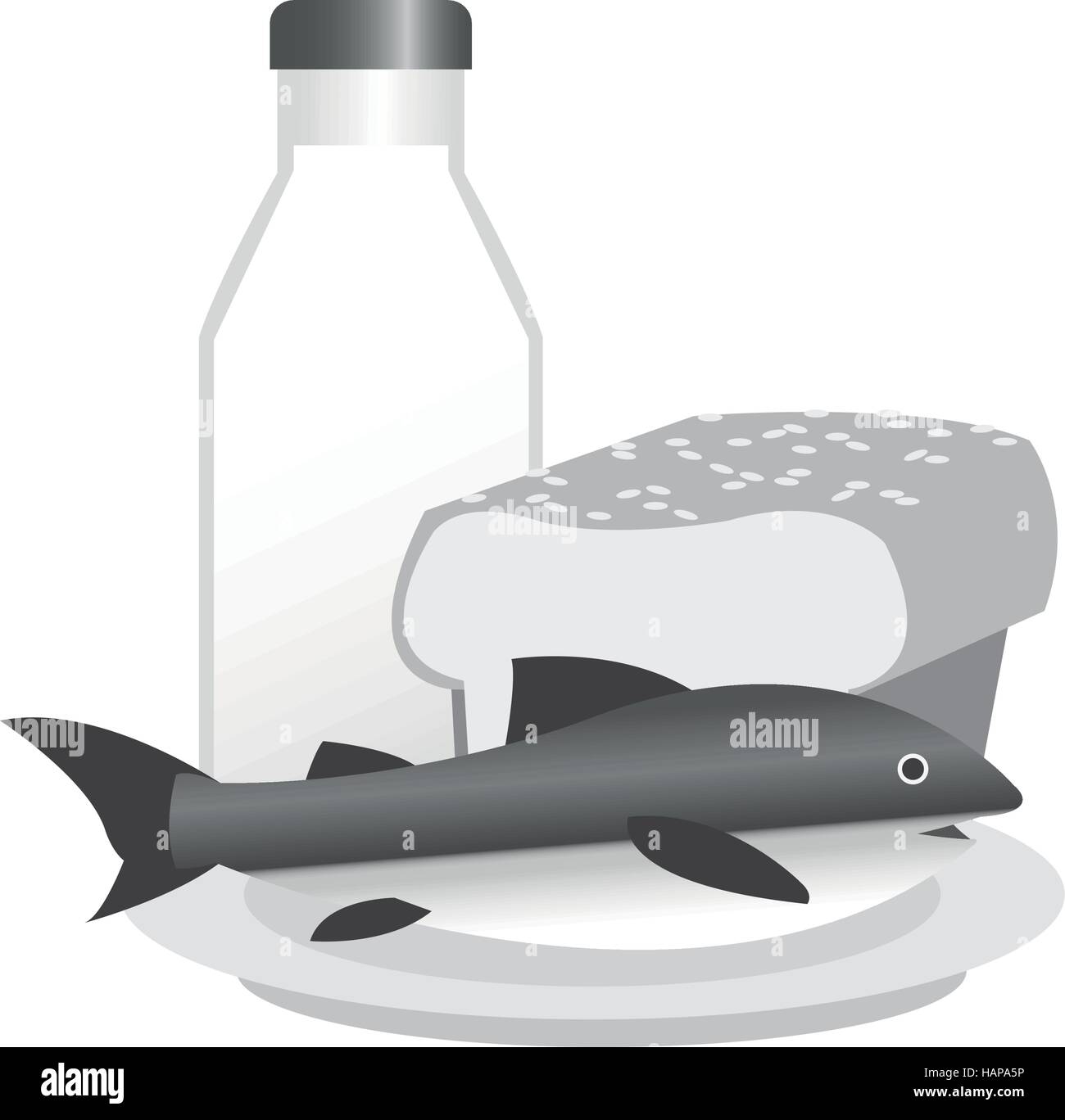 Isolated milk bread and fish design Stock Vector Image & Art - Alamy