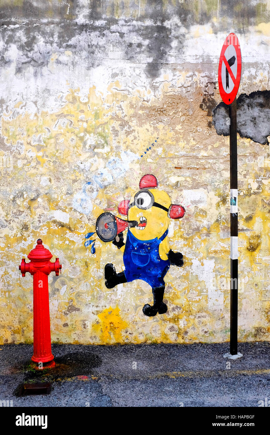Minion Shouting at Fire Hydrant with Loudhailer, George Town, Penang ...